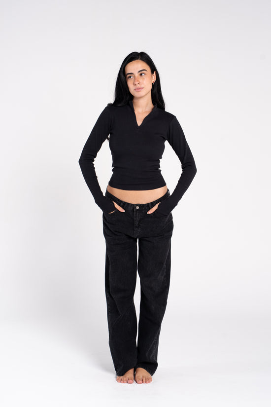 RIBBED HIGH NECK ZIPPER LONG SLEEVE – outdated-eg